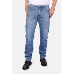 5-Pocket-Jeans HERO by John Medoox "Denver Fashion Regular Straight Stretch", Herren, Gr. 33, Länge 34, blau (lightblau denim), Denim/Jeans, 98% Baumwolle, 2% Elasthan, straight fit lang, Jeans, Straight Fit Casual Clean Wash Denim Jeans für Herren