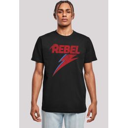 T-Shirt F4NT4STIC "David Bowie Distressed Rebel", Herren, Gr. 4XL, schwarz, Obermaterial: 100% Baumwolle, regular fit, Rundhals, ohne Bündchen, Shirts, Print