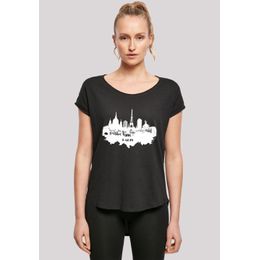 T-Shirt F4NT4STIC "PARIS SKYLINE LONG TEE", Damen, Gr. L, schwarz, Obermaterial: 100% Baumwolle, regular fit, Rundhals, ohne B&uuml;ndchen, Shirts T-Shirt, Print