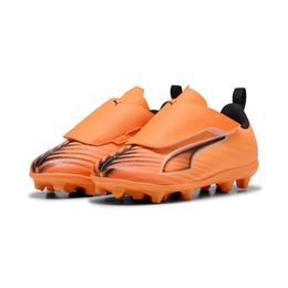 Fußballschuh Puma "ULTRA 6 PLAY FG/AG Fußballschuhe Kinder", Mädchen, Gr. 36, heat fire schwarz ultra blau orange, Obermaterial: Synthetik; Futter: Textil; Innensohle: Textil; Laufsohle: Gummi, Schuhe Fußballschuh