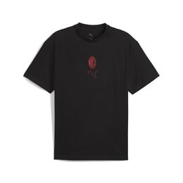 Trainingsshirt Puma "AC Milan FtblStatement Cellerator T-Shirt Erwachsene", Herren, Gr. S, schwarz for all time rot, Obermaterial: 100% Baumwolle; Rippe: 4% Elasthan, 96% Baumwolle, clean, relaxed fit, Rundhals, Shirts