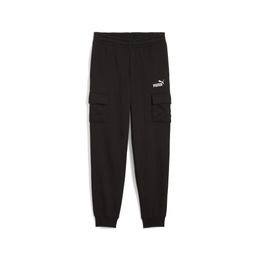 Sporthose Puma "Essentials No. 1 Logo Cargohose Jungen", Mädchen, Gr. 116, Normalgrößen, schwarz, Obermaterial: 34% Polyester, 66% Baumwolle; Rippe: 97% Baumwolle, 3% Elasthan; Tasche – Oben: 100% Baumwolle, unifarben, regular fit, Hosen