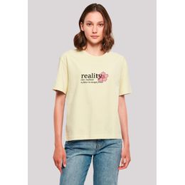 T-Shirt F4NT4STIC "Alice im Wunderland Reality", Damen, Gr. L, gelb (softgelb), Obermaterial: 100% Baumwolle, oversize, Rundhals, ohne B&uuml;ndchen, Shirts T-Shirt, Nostalgie, Retro Print, Kinderserie
