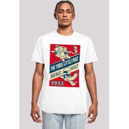 T-Shirt F4NT4STIC "Disney Die Drei Kleinen Schweinchen", Damen, Gr. L, wei&szlig;, Obermaterial: 100% Baumwolle, regular fit, Rundhals, ohne B&uuml;ndchen, Shirts T-Shirt, Herren,Premium Merch,Regular-Fit,Basic,Bedruckt