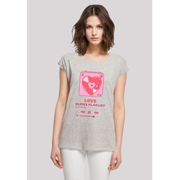 T-Shirt F4NT4STIC "Love Oldies Playlist Valentinstag", Damen, Gr. 4XL, grau (erdgrau), Obermaterial: 100% Baumwolle, regular fit, Rundhals, ohne B&uuml;ndchen, Shirts T-Shirt, Premium Qualit&auml;t