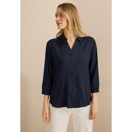 Klassische Bluse Cecil, Damen, Gr. XS (36), blau (universal blau), Stoff, 56% Viskose, 43% Polyester, 1% Elasthan, unifarben, gerade normal, V-Ausschnitt, Bündchen, Blusen, mit 3/4 Ärmeln