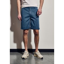 Shorts Street One MEN, Herren, Gr. 30, blau (ocean blau), Web, 98% Baumwolle, 2% Elasthan, unifarben, regular fit kurz, Hosen, aus Baumwolle mit Stretchanteil