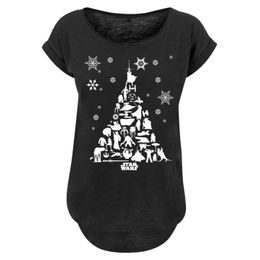 T-Shirt F4NT4STIC "Star Wars Weihnachten Tree", Damen, Gr. XS, schwarz, Obermaterial: 100% Baumwolle, regular fit, Rundhals, ohne B&uuml;ndchen, Shirts T-Shirt, Premium Qualit&auml;t