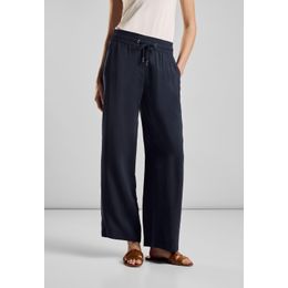 Culotte Street One, Damen, Gr. 32, L&auml;nge 30, blau (tiefblau), Stoff, 87% Modal, 13% Polyester, unifarben, loose fit lang, Hosen Culotte, mit Elastikbund