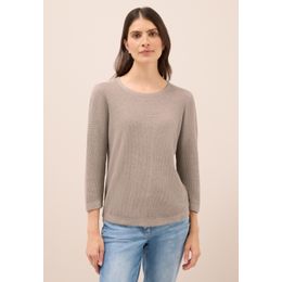 Strickpullover Cecil, Damen, Gr. M40, braun (toffee cream melange), Web, 60% Baumwolle, 40% Viskose, unifarben, normal normal, Rundhals, abgesteppt, Pullover Strickpullover, aus Feinstrick
