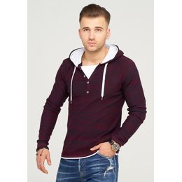 Kapuzensweatshirt behype "JOSHA", Herren, Gr. S, rot (bordeaux), 50% Baumwolle, 50% Polyacryl, meliert, normal, ohne Ausschnitt, Sweatshirts, in melierter Optik