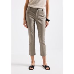 7/8-Hose Street One, Damen, Gr. 38, Länge 26, beige (cool ivory), Web, 97% Baumwolle, 3% Elasthan, unifarben mit Farbeinsatz, comfort fit 7/8-Länge, Hosen, 4-Pocket Style