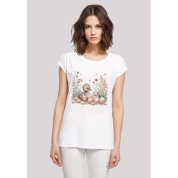 T-Shirt F4NT4STIC "Ente Ostereier Blumen K&uuml;ken", Damen, Gr. 4XL, wei&szlig;, Obermaterial: 100% Baumwolle, regular fit, Rundhals, ohne B&uuml;ndchen, Shirts T-Shirt, Premium Qualit&auml;t