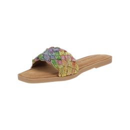 Pantolette Lazamani "Lazamani Pantoletten Leder/Textil", Damen, Gr. 37, rainbow, Leder, Textil, Schuhe Pantolette