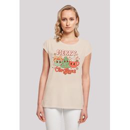 T-Shirt F4NT4STIC "Merry Weihnachten Cozy And Cute", Damen, Gr. 4XL, wei&szlig; (sandwei&szlig;), Obermaterial: 100% Baumwolle, regular fit, Rundhals, ohne B&uuml;ndchen, Shirts T-Shirt, Premium Qualit&auml;t, Weihnachts-Kollection