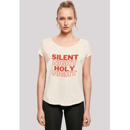 T-Shirt F4NT4STIC "Silent Night Holy Night Weihnachten", Damen, Gr. L, wei&szlig; (sandwei&szlig;), Obermaterial: 100% Baumwolle, regular fit, Rundhals, ohne B&uuml;ndchen, Shirts T-Shirt, Print