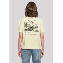 T-Shirt F4NT4STIC "Escape Discover the World Town Train Station", Damen, Gr. L, gelb (softgelb), Obermaterial: 100% Baumwolle, oversize, Rundhals, ohne Bündchen, Shirts, Premium Qualität, ESCAPE Collection