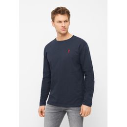 Langarmhemd Derbe "Basic Kippes", Herren, Gr. M, Normalgrößen, blau (navy), Obermaterial: 100% Baumwolle, unifarben, Basic, regular fit, Rundhals, ohne Bündchen, Hemden, Basic, schlicht, Trinker