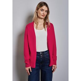 Cardigan Street One, Damen, Gr. 44, pink (power berry), Stoff, 70% Viskose, 30% Nylon, unifarben, comfort fit normal, ohne Ausschnitt, B&uuml;ndchen, Strickjacken, im Lagen-Look