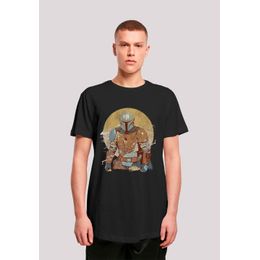 T-Shirt F4NT4STIC "Star Wars The Mandalorian Distressed Warrior", Herren, Gr. XXL, schwarz, Obermaterial: 100% Baumwolle, regular fit, Rundhals, ohne B&uuml;ndchen, Shirts T-Shirt, Print
