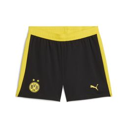 Sporthose Puma "Borussia Dortmund 25/26 Shorts Damen", Damen, Gr. L, Normalgrößen, schwarz faster gelb, Obermaterial: 100% Polyester, colorblocking, regular fit, Hosen