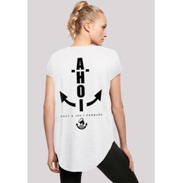 T-Shirt F4NT4STIC "Damen Long T-Shirt Ahoi Anker Knut & Jan Hamburg", Damen, Gr. S, wei&szlig;, Obermaterial: 100% Baumwolle, regular fit, Rundhals, ohne B&uuml;ndchen, Shirts T-Shirt, Print