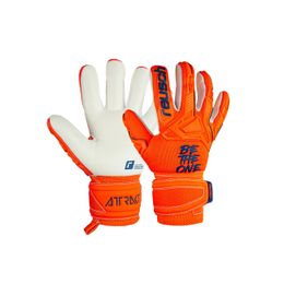 Torwarthandschuhe Reusch "Attrakt Freegel Silver Jr", Kinder, Gr. 8, orange (orange, blau), 56% Elastodien, 34% Polyester, 5% Polyurethan, mehrfarbig, Handschuhe, mit Grip Silver Belag