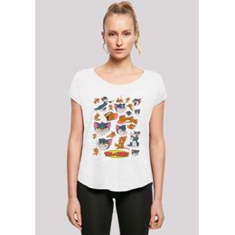 T-Shirt F4NT4STIC "Long Cut T-Shirt Tom and Jerry TV Serie Many Faces", Damen, Gr. L, weiß, Obermaterial: 100% Baumwolle, regular fit, Rundhals, ohne Bündchen, Shirts, Damen,Premium Merch,Lang,Longshirt,Bedruckt