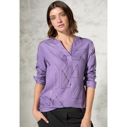 Langarmbluse Cecil, Damen, Gr. XXL (46), lila (gentle lila melange), Stoff, 100% Viskose, bedruckt, normal normal, Rundhals, B&uuml;ndchen, Blusen, mit geschlitztem Rundhalsausschnitt