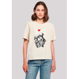 T-Shirt F4NT4STIC "Love is all you need", Damen, Gr. L, weiß (sandweiß), Obermaterial: 100% Baumwolle, oversize, Rundhals, ohne Bündchen, Shirts, Premium Qualität