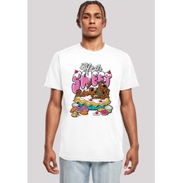 T-Shirt F4NT4STIC "Scooby Doo Life Is Sweet", Damen, Gr. L, wei&szlig;, Obermaterial: 100% Baumwolle, regular fit, Rundhals, ohne B&uuml;ndchen, Shirts T-Shirt, Herren,Premium Merch,Regular-Fit,Basic,Bedruckt