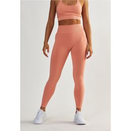 Trainingstights BESHAPED "Sportschool koningin", Damen, Gr. XL, US-Gr&ouml;&szlig;en, orange (koralle), 90% Nylon, 10% Elasthan, unifarben, lang, Hosen, mit hohem Bund