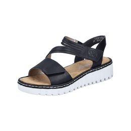 Keilsandalette Rieker "Rieker Sandalen Lederimitat", Damen, Gr. 39, schwarz, Lederimitat, Schuhe