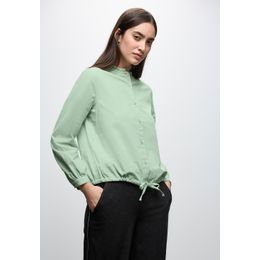 Langarmbluse Street One, Damen, Gr. 34, serene gr&uuml;n, Web, 100% Baumwolle, unifarben, normal normal, Rundhals, B&uuml;ndchen, Blusen, aus reiner Baumwolle