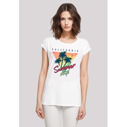 T-Shirt F4NT4STIC "California Palmen Retro", Damen, Gr. 4XL, wei&szlig;, Obermaterial: 100% Baumwolle, regular fit, Rundhals, ohne B&uuml;ndchen, Shirts T-Shirt, Premium Qualit&auml;t