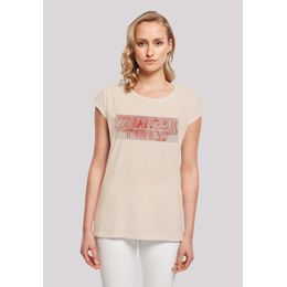 T-Shirt F4NT4STIC "Stranger Things Glow Logo", Damen, Gr. 4XL, weiß (sandweiß), Obermaterial: 100% Baumwolle, regular fit, Rundhals, ohne Bündchen, Shirts, Premium Qualität