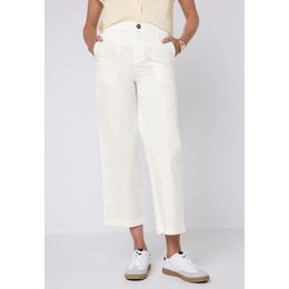 Cargohose STREET ONE STUDIO, Damen, Gr. 46, L&auml;nge 28, wei&szlig; (sanftes wei&szlig;), Web, 98% Baumwolle, 2% Elasthan, unifarben, normal kn&ouml;chelfrei, Hosen Cargohose, aus Baumwolle mit Stretchanteil