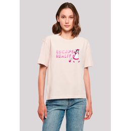 T-Shirt F4NT4STIC "Alice im Wunderland Escape Reality", Damen, Gr. L, pink, Obermaterial: 100% Baumwolle, oversize, Rundhals, ohne Bündchen, Shirts, Retro, Heroes of Childhood, TV Serie