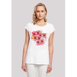 T-Shirt F4NT4STIC "Weihnachten Retro Song Tapes Pink", Damen, Gr. 4XL, wei&szlig;, Obermaterial: 100% Baumwolle, regular fit, Rundhals, ohne B&uuml;ndchen, Shirts T-Shirt, Premium Qualit&auml;t, Weihnachts-Kollection