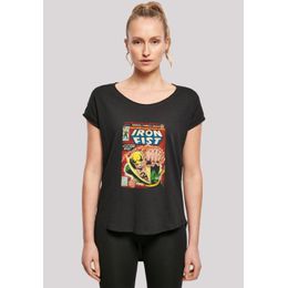 T-Shirt F4NT4STIC "Marvel Iron Fist Cover", Damen, Gr. L, schwarz, Obermaterial: 100% Baumwolle, regular fit, Rundhals, ohne B&uuml;ndchen, Shirts T-Shirt, Damen,Premium Merch,Lang,Longshirt,Logo Print