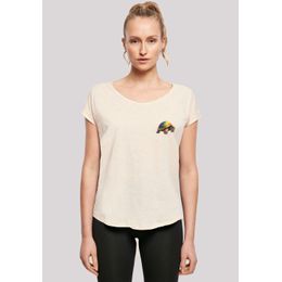 T-Shirt F4NT4STIC "Rainbow Turtle LONG TEE", Damen, Gr. L, beige (sandwei&szlig;), Obermaterial: 100% Baumwolle, regular fit, Rundhals, ohne B&uuml;ndchen, Shirts T-Shirt, Print