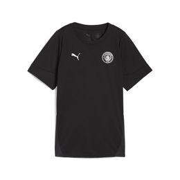 Trainingsshirt Puma "Manchester City Trainingstrikot Damen", Damen, Gr. M, silber (schwarz silber metallic), Obermaterial: 100% Polyester, regular fit, Rundhals, Shirts