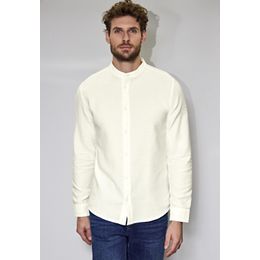 Langarmhemd Street One MEN, Herren, Gr. XXL (46), US-Größen, weiß (pearl weiß), Web, 100% Baumwolle, unifarben, normal normal, hoch geschlossener Ausschnitt, Bündchen, Hemden, aus reiner Baumwolle