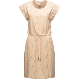 Druckkleid Ragwear "Mallory Print Dress Organic", Damen, Gr. L (40), Normalgr&ouml;&szlig;en, beige, Material: 100% Baumwolle, bequem ca. Mitte Oberschenkel, Rundhals, &Auml;rmel ohne &Auml;rmelschlitz, Kleider Druckkleid, Kurzes Baumwoll Kleid