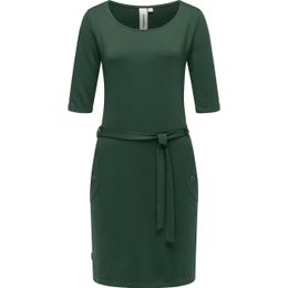Jerseykleid Ragwear "Kenisha", Damen, Gr. S (36), Normalgrößen, grün, Material: 67% Polyester, 28% Viskose, 5% Elasthan, figurumspielend knielang, Rundhals, Krempelärmel abgesteppte Kante krempelbar, Kleider, Elastisches Midikleid mit Taillengürtel
