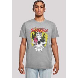 T-Shirt F4NT4STIC "Chilling Adventures of Sabrina Boys Skull", Herren, Gr. XS, grau (erdgrau), Obermaterial: 100% Baumwolle, regular fit, Rundhals, ohne Bündchen, Shirts, Herren,Premium Merch,Regular-Fit,Basic,Bedruckt