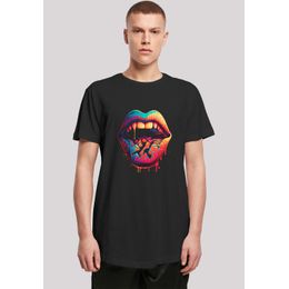 T-Shirt F4NT4STIC "Drooling Lips LONG TEE", Herren, Gr. M, schwarz, Obermaterial: 100% Baumwolle, regular fit, Rundhals, ohne Bündchen, Shirts, Print