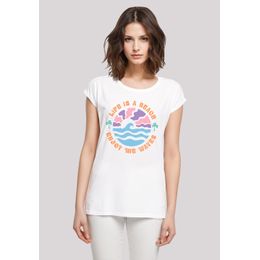 T-Shirt F4NT4STIC "Life Is A Beach Enjoy The Waves", Damen, Gr. 4XL, wei&szlig;, Obermaterial: 100% Baumwolle, regular fit, Rundhals, ohne B&uuml;ndchen, Shirts T-Shirt, Premium Qualit&auml;t