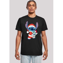 T-Shirt F4NT4STIC "Disney Lilo & Stitch Christmas", Herren, Gr. L, schwarz, Obermaterial: 100% Baumwolle, regular fit, Rundhals, ohne Bündchen, Shirts, Print
