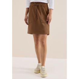 Lederimitatrock Cecil, Damen, Gr. L (42), mocha caramel, Stoff, 94% Polyester, 6% Elasthan, unifarben, normal knieumspielend, Röcke, Elastikbund mit Tunnelzug